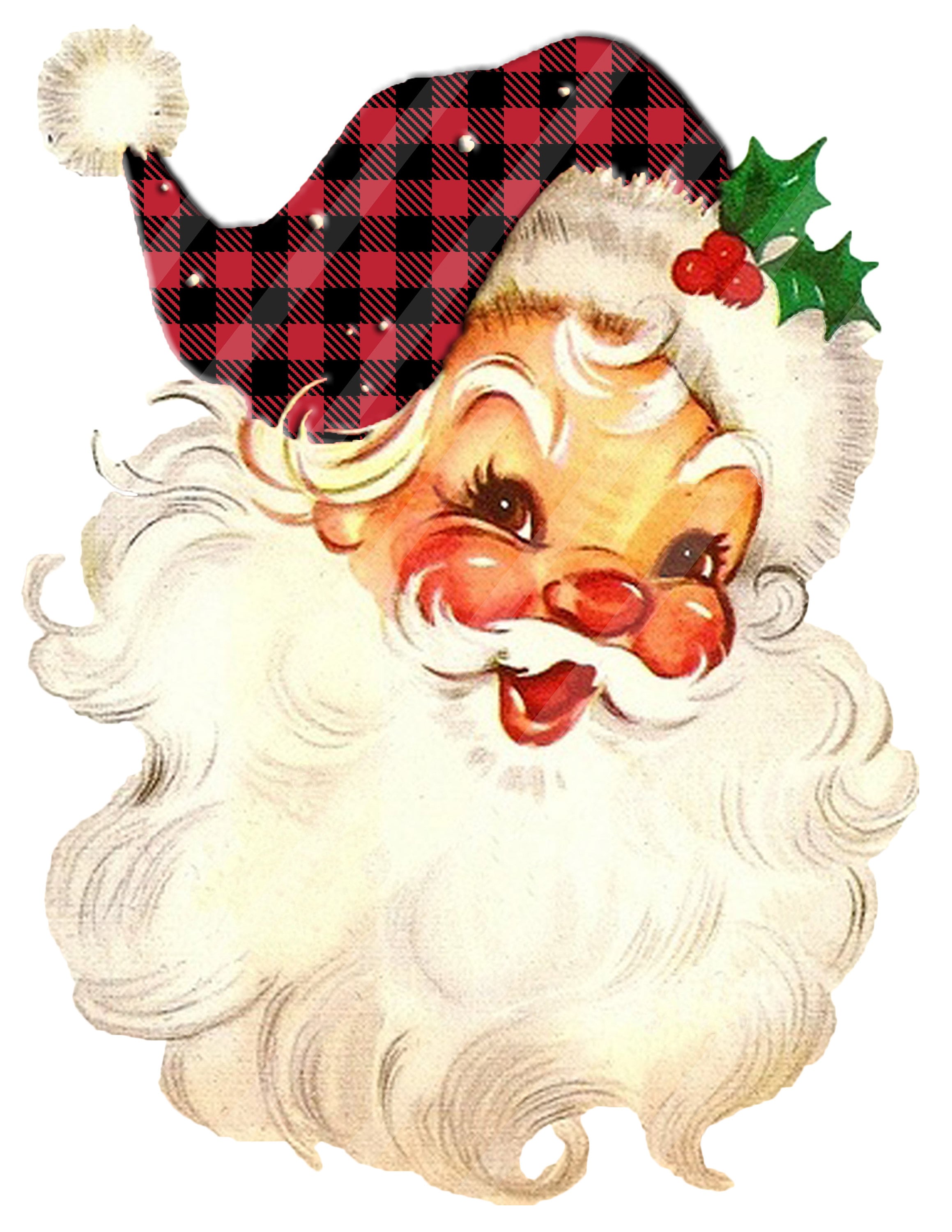 Retro Santa Printable Digital Download Pink Leopard and | Etsy