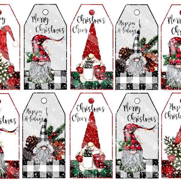 Gnome Christmas Tags - Etsy