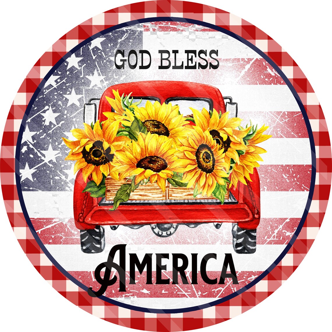 Patriotic Sign Printable Sublimation Graphic Round Rustic - Etsy