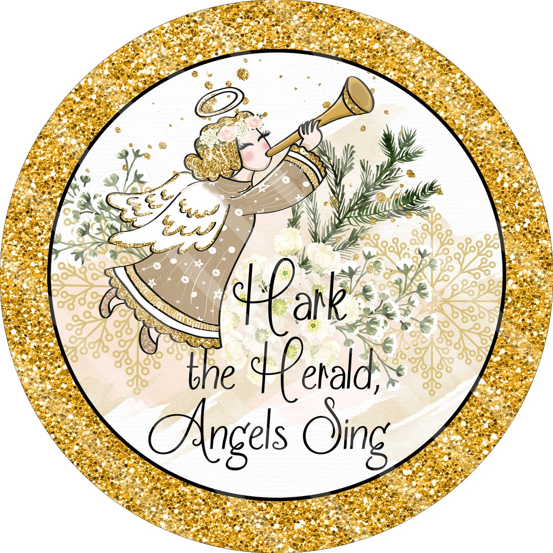 Christmas Angel Printable Door Hanger, Sublimation Graphic, Hark the ...