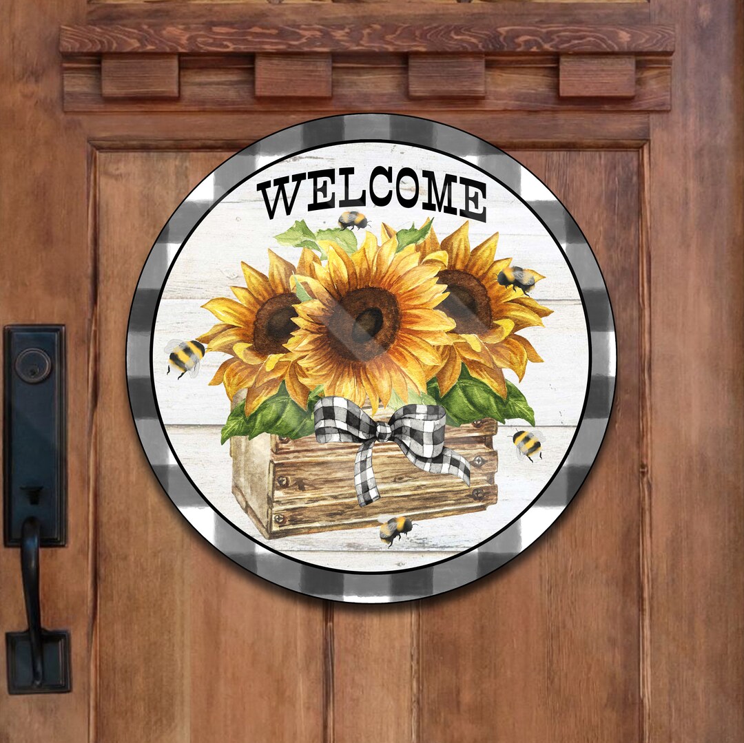 Farmhouse Welcome Sign Sublimation Graphic, Printable, Sunflowers, Bees ...