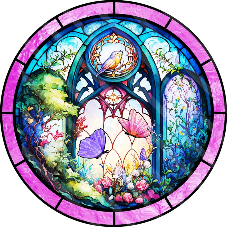 Faux Stained Glass Window Printable Sublimation Graphic - Etsy