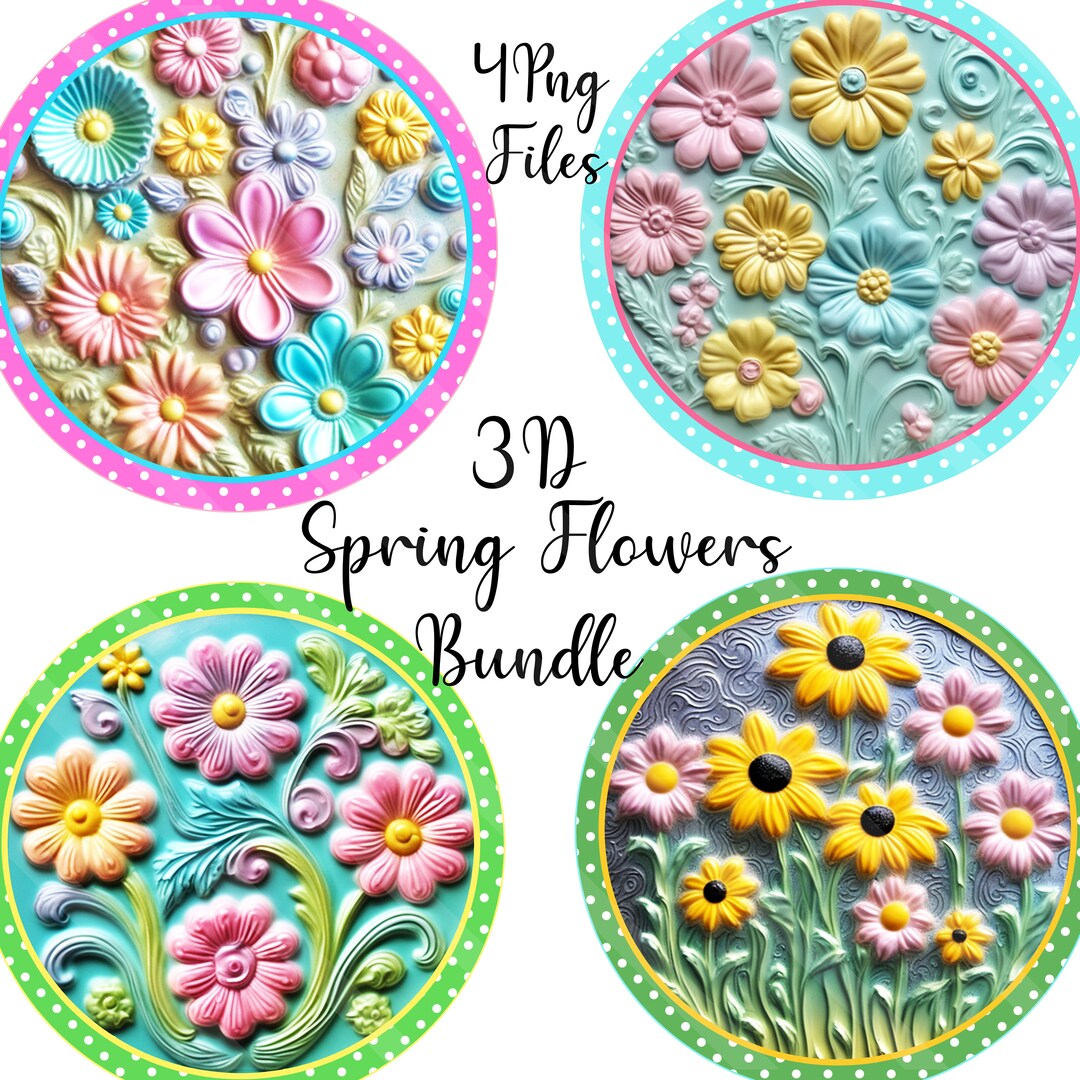 3D Spring Flowers Bundle, Printable Sublimation Graphic, Door Sign ...