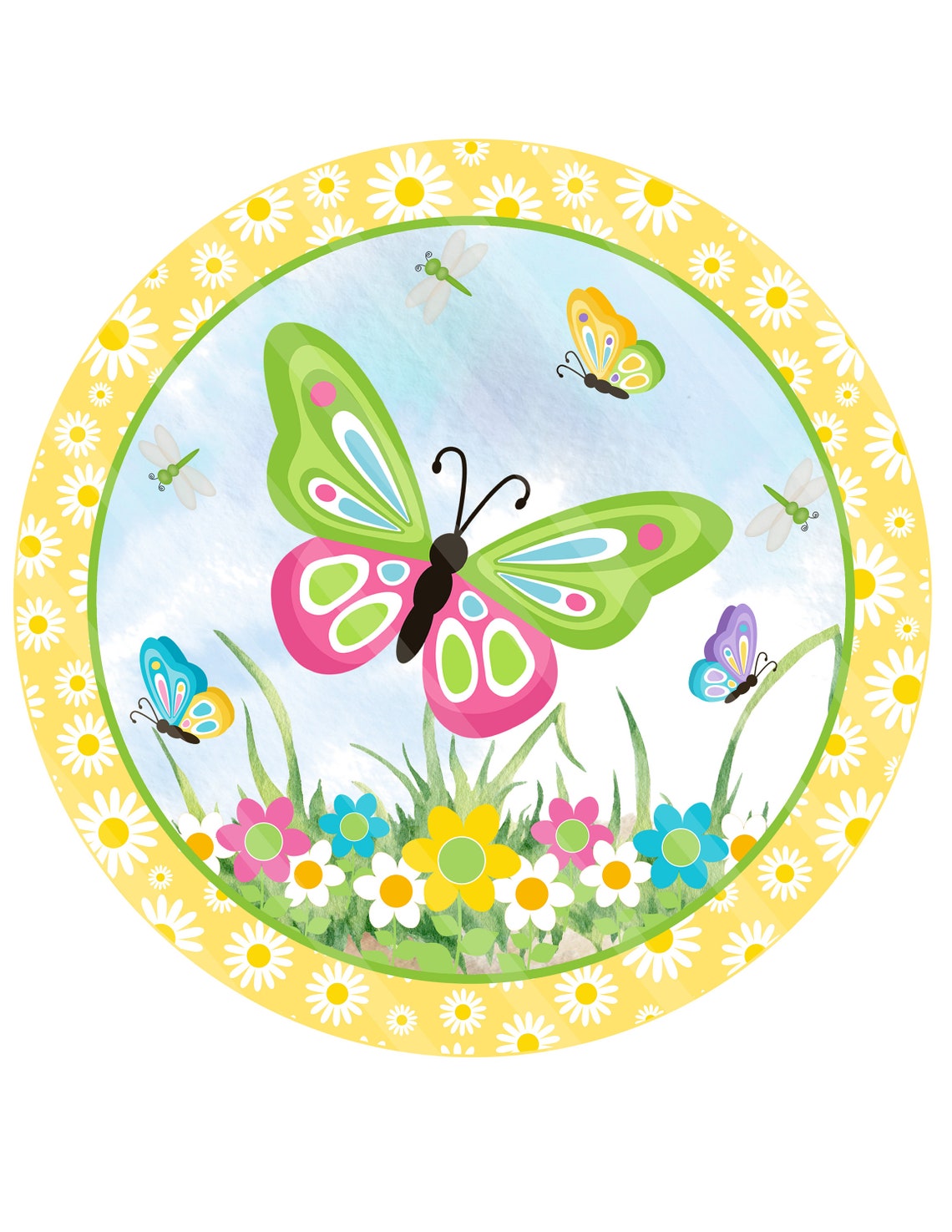 Spring Printable Sublimation Graphic Round Door Hanger Sign | Etsy