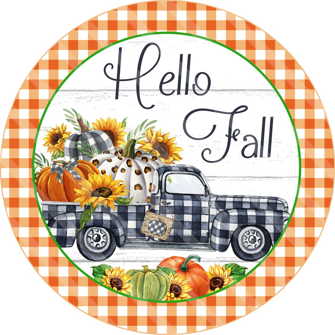 Fall Truck Printable, Sublimation Graphic, Buffalo Plaid Truck ...