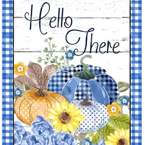 Fall Sign Printable Sublimation Graphic, Wall Art, Pumpkins Blue White ...