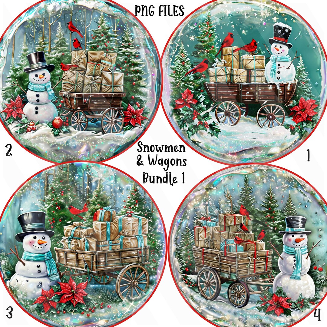 Christmas Snowmen, Printable Sublimation Graphics, Holidays, Wreath ...