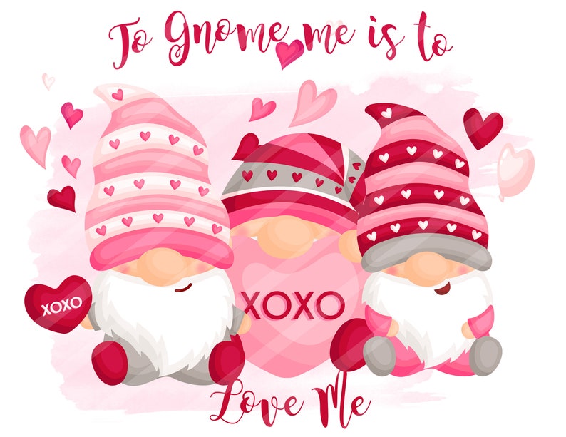 Valentine Gnomes Printable Digital Download Valentine's | Etsy