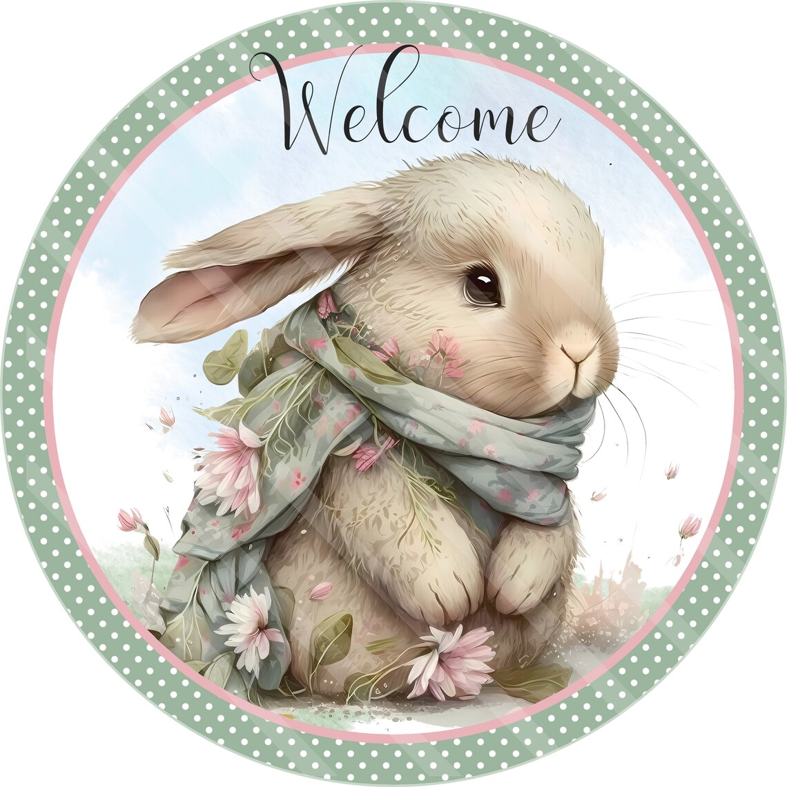 Bunny Printable Sublimation Graphic Round Door Hanger Sign - Etsy