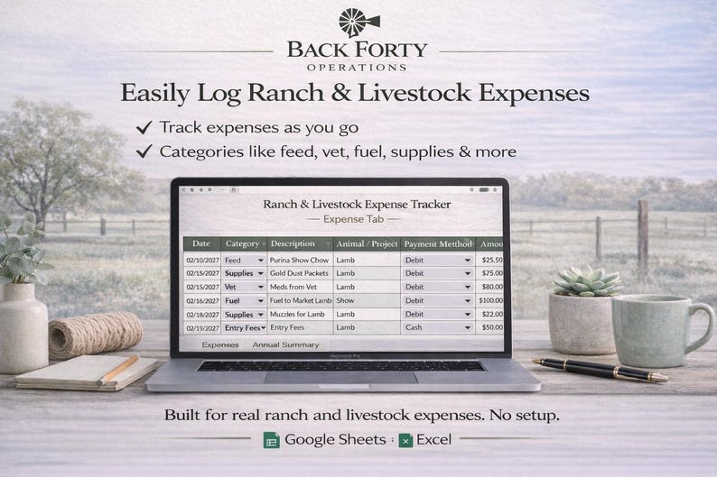 Ranch Livestock Expense Tracker | Farm Budget Spreadsheet (google ...