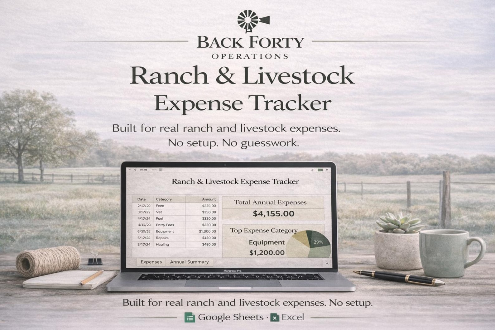 Ranch Livestock Expense Tracker | Farm Budget Spreadsheet (google ...
