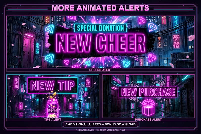 Dark Anime Stream Overlay for Twitch | Animated Grunge Cyberpunk ...