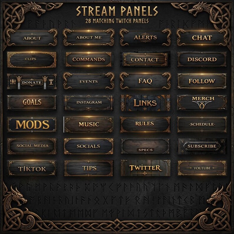Nordic Fantasy Stream Overlay Pack – Medieval RPG Twitch Alerts, Panels ...