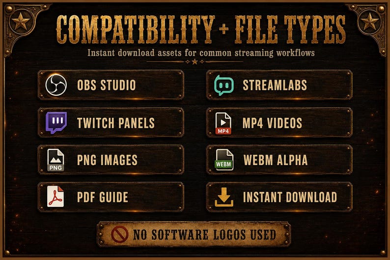 Western Cowboy Twitch Stream Overlay Pack | Animated Wild West Outlaw ...