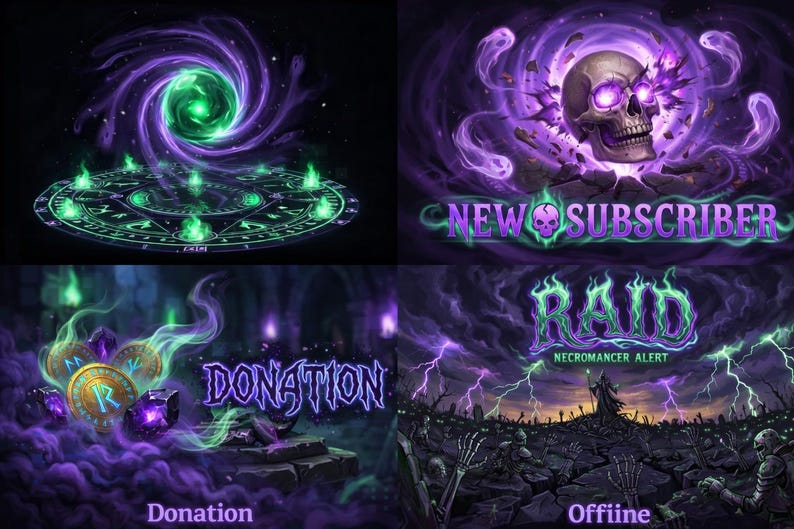 Necromancer Twitch Overlay Pack Animated Dark Fantasy Stream Package - Etsy