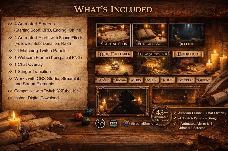 Dungeon Master Tabletop Stream Overlay Twitch Youtube Kick | Animated ...