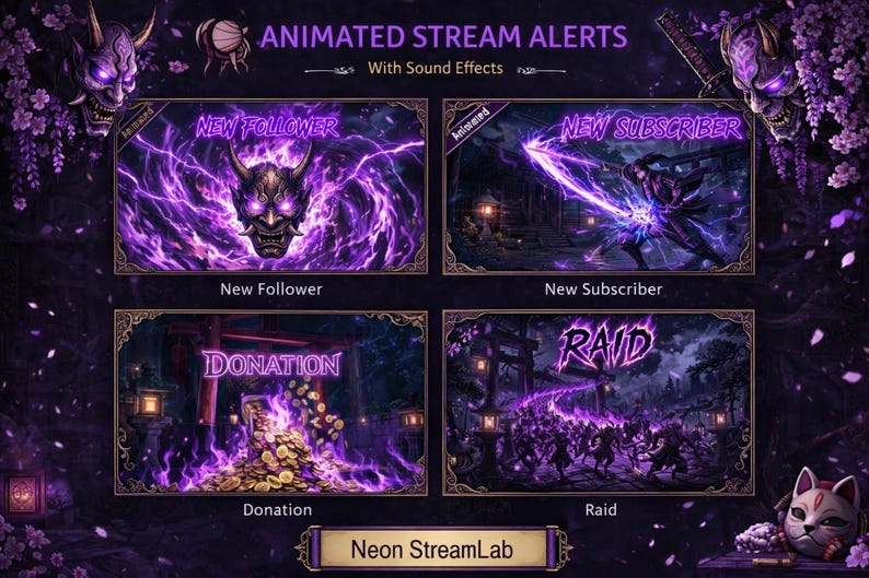Oni Shrine Dark Anime Stream Overlay Twitch Youtube Kick | Animated ...