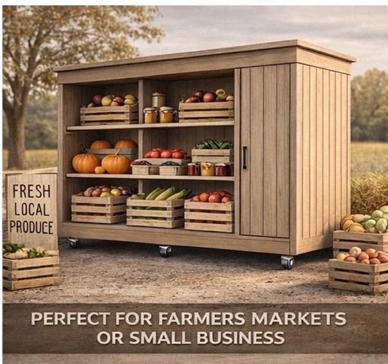 DIY Farm Stand Plans | Mobile Market Stall | Outdoor Wooden Cabinet ...