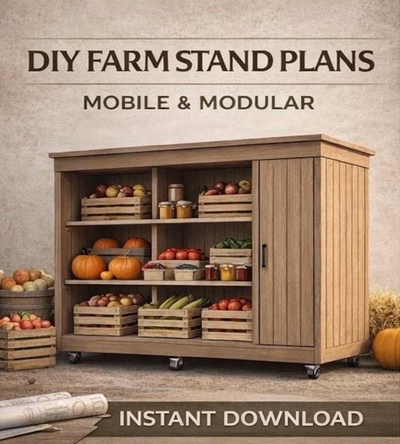 DIY Farm Stand Plans | Mobile Market Stall | Outdoor Wooden Cabinet ...