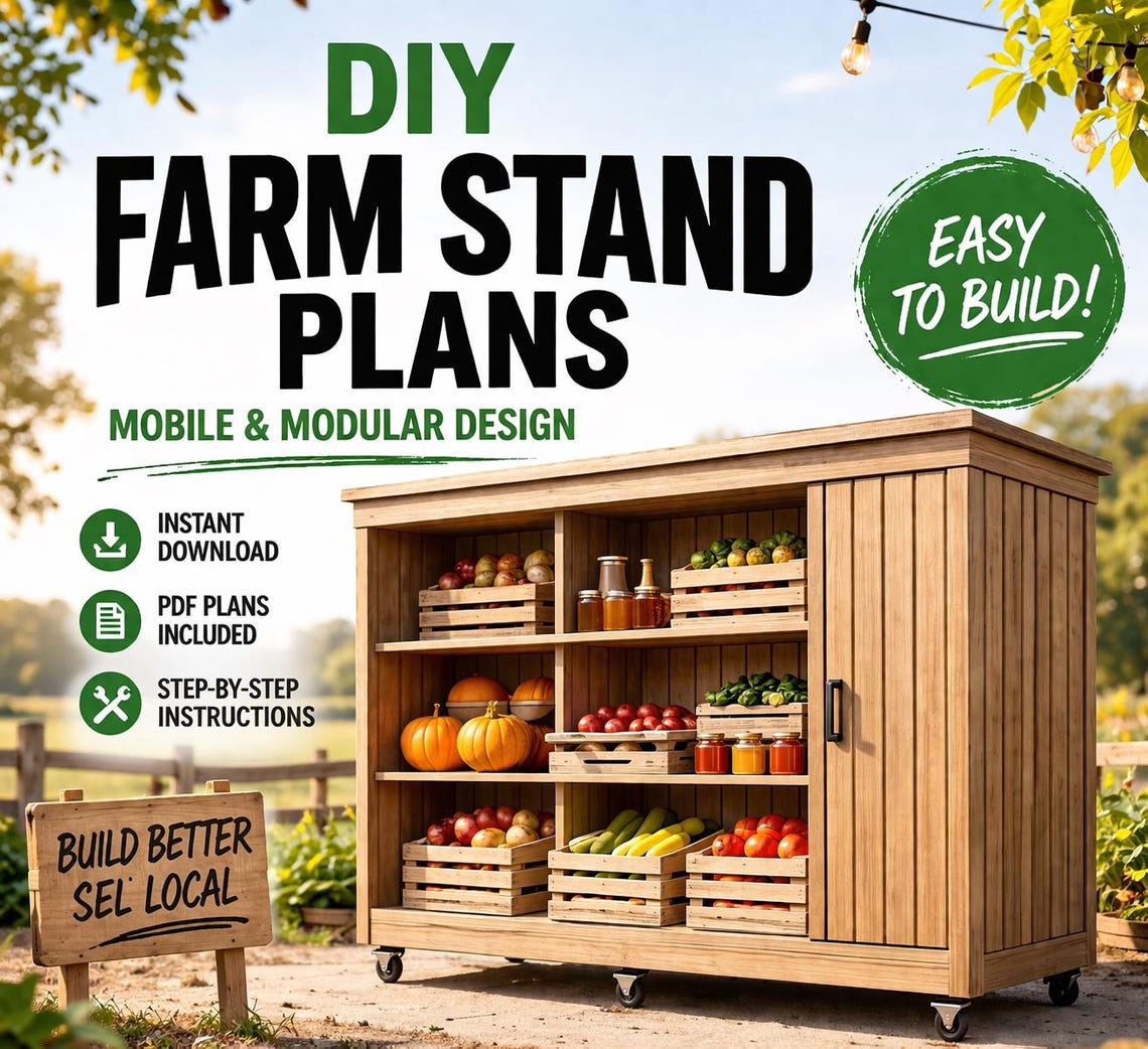DIY Farm Stand Plans | Mobile Market Stall | Outdoor Wooden Cabinet ...