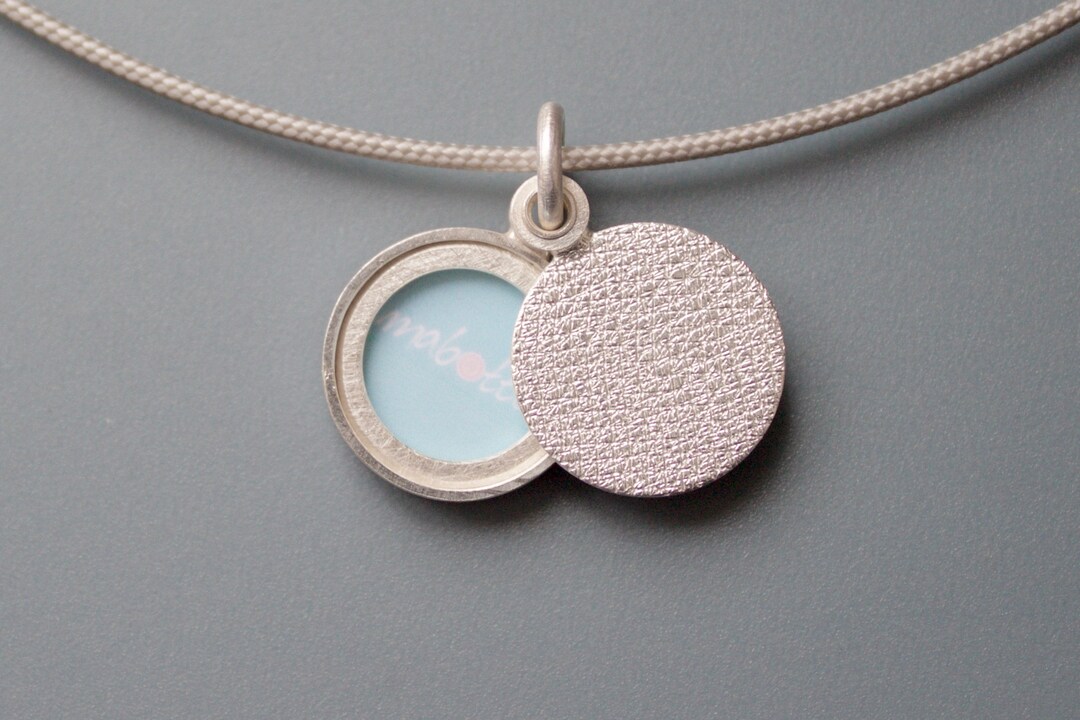 Minimalist Modern Locket for a Small Photo With Textured Sterling ...