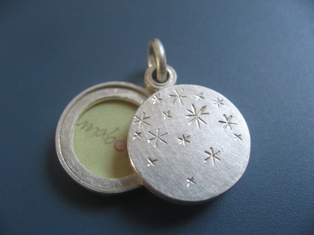 Small Double Sided Locket With Starry Night Design in Sterling - Etsy