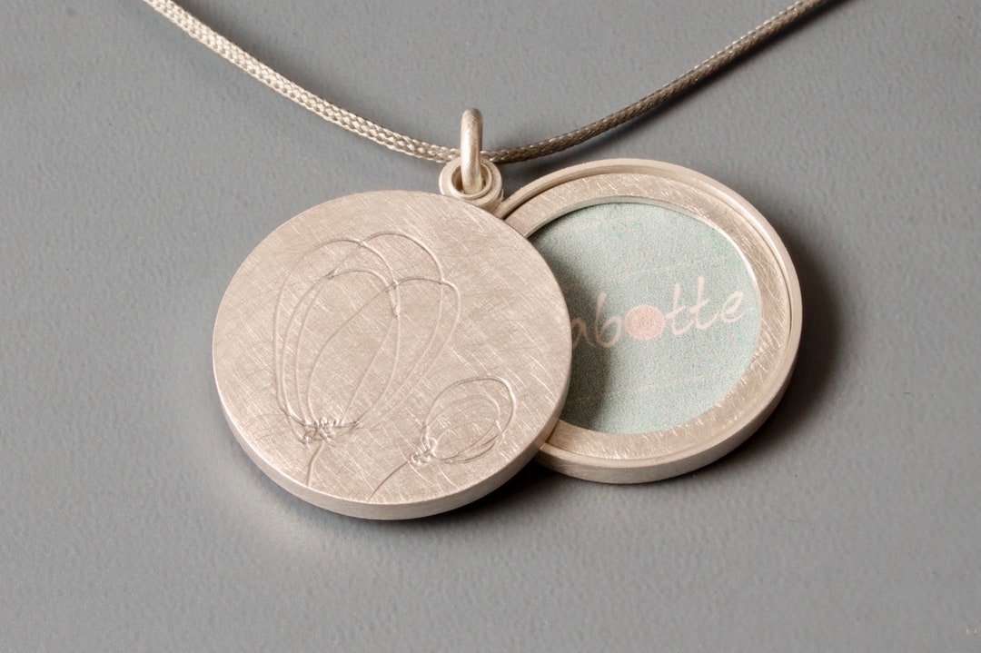 Modern Double Locket With Tulips in Sterling Silver - Etsy