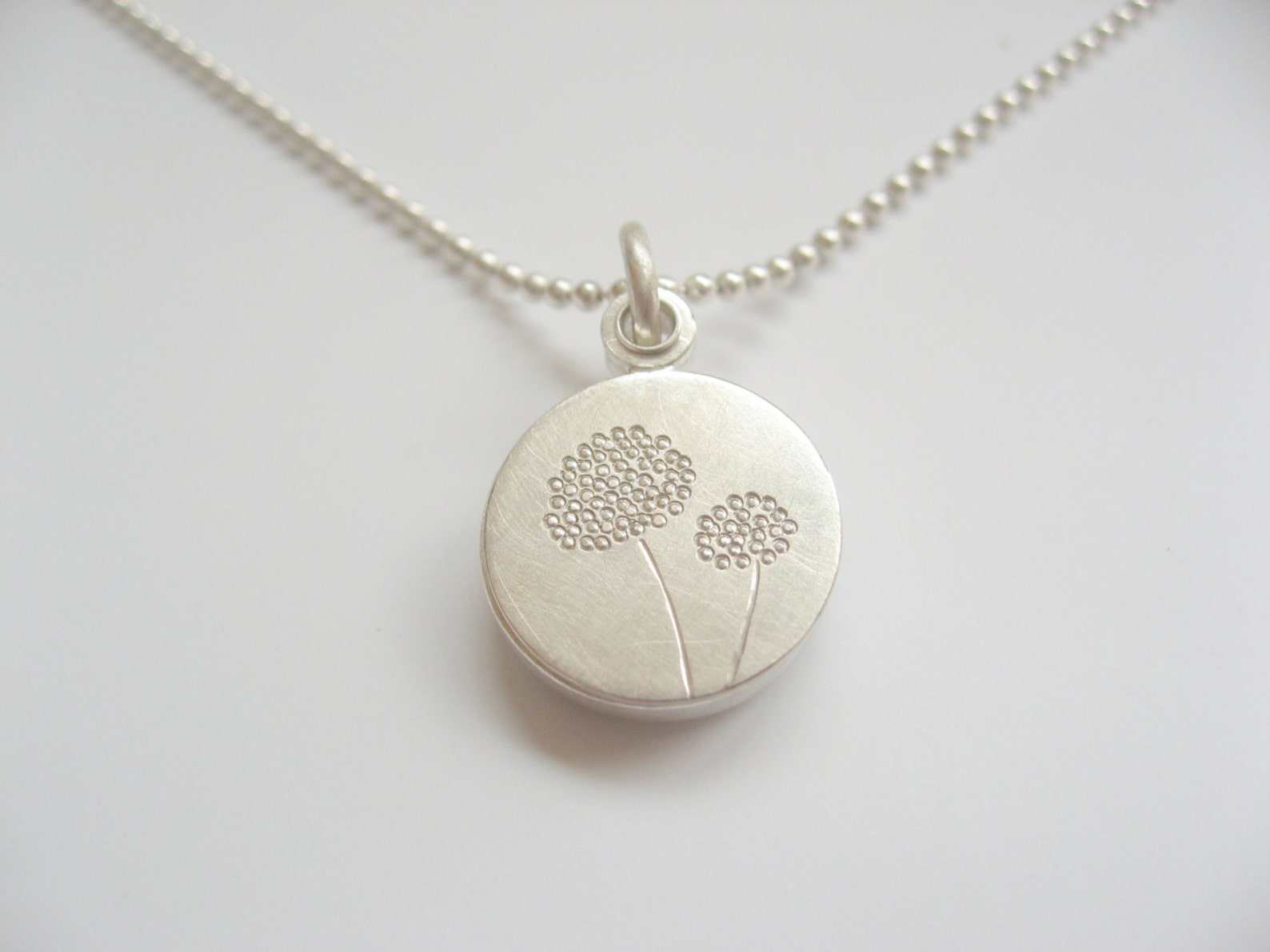 Handmade Round Photo Locket With Delicate Dandelions in | Etsy