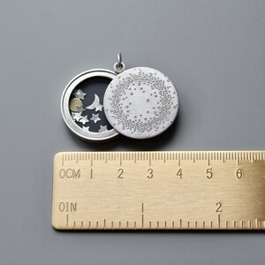 Unique Sterling Silver Locket With Sun Moon and Stars - Etsy