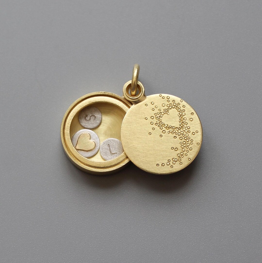 Floating Heart Locket to Customise 18ct Yellow Gold - Etsy