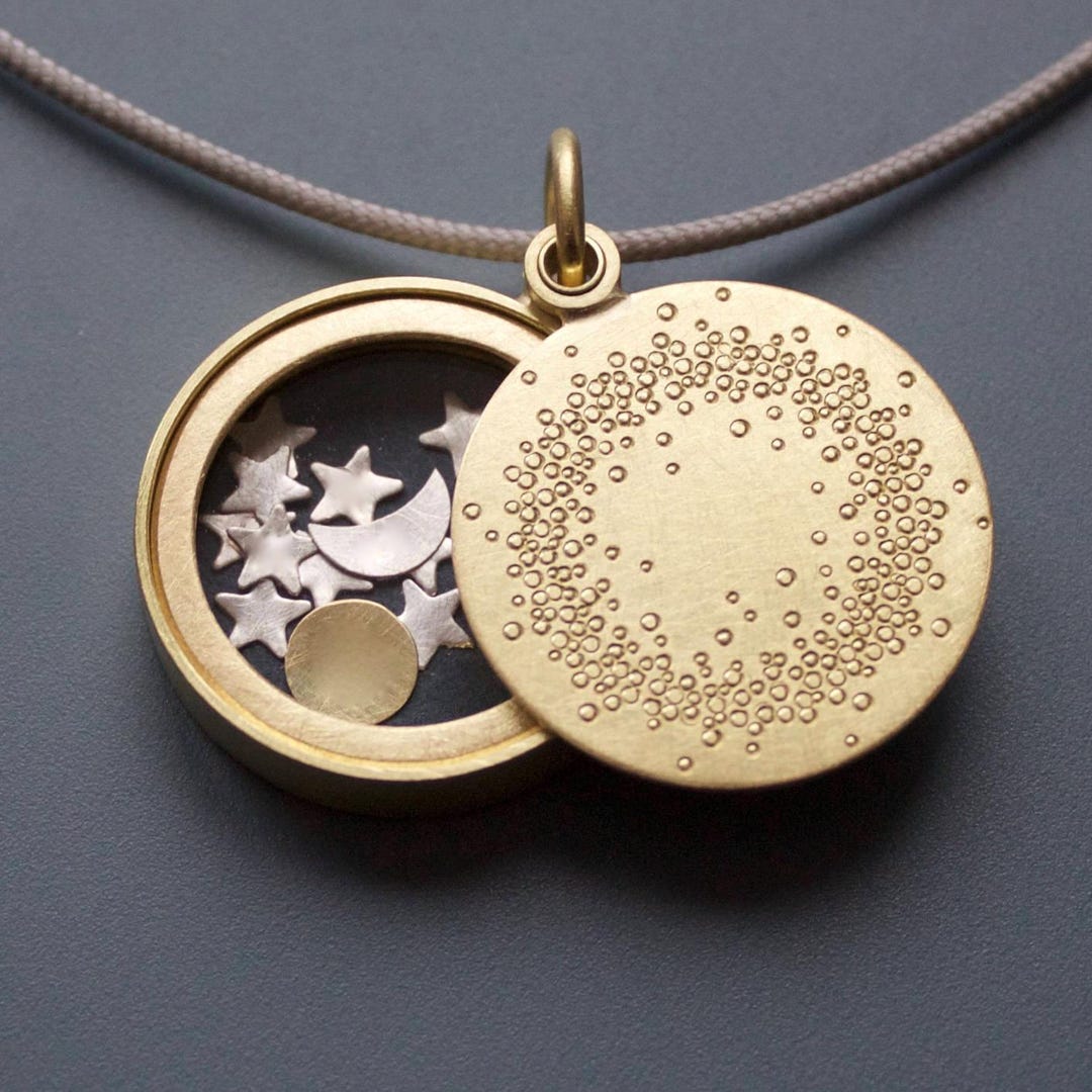Unique Locket With Sun Moon and Stars in 18ct Gold - Etsy