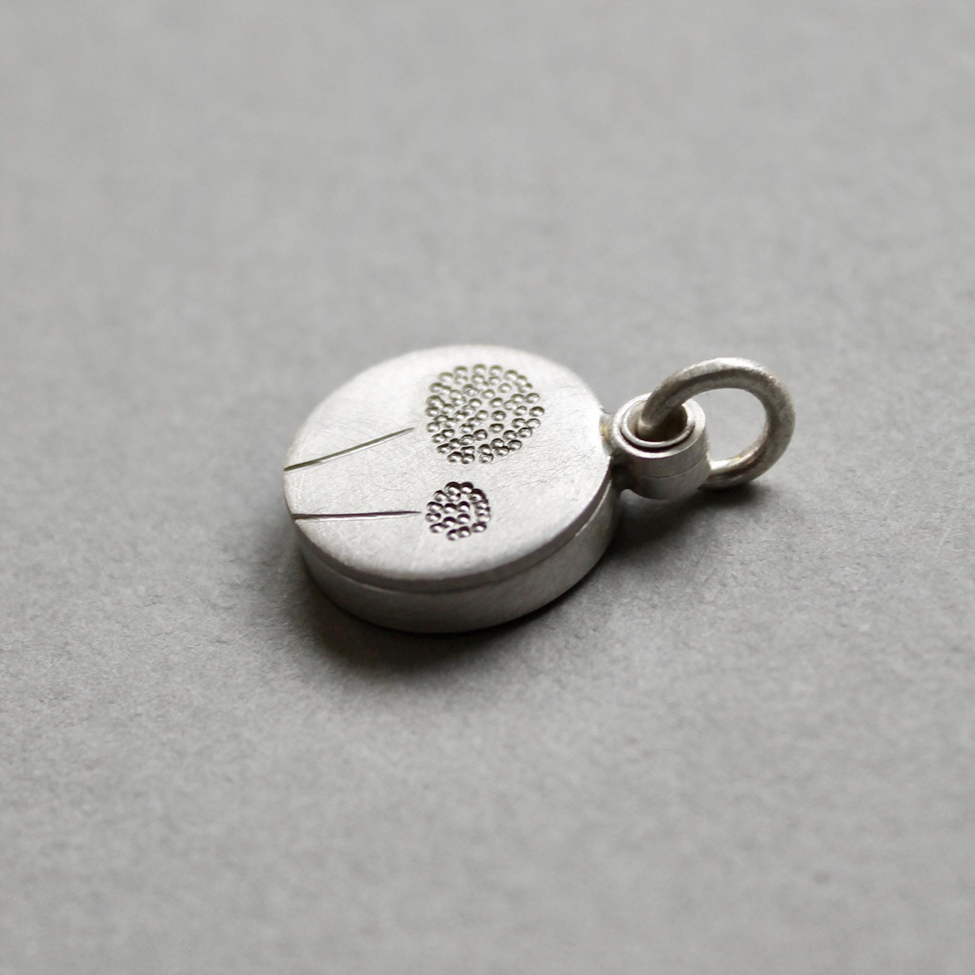 Handmade Round Photo Locket With Delicate Dandelions in Sterling Silver ...