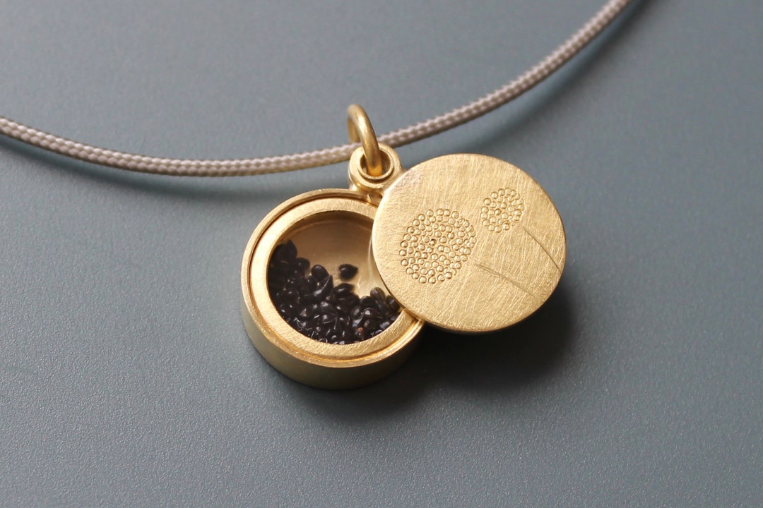 Elegant Golden Remembrance Locket Filled With Forget Me Not Seeds - Etsy