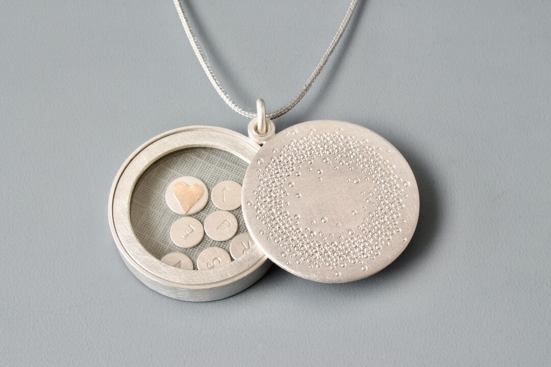 Large Personalized Glass Locket With 1000 Dots Design - Etsy