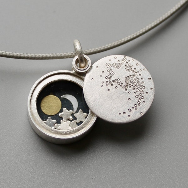 Locket With Moon and Stars - Etsy