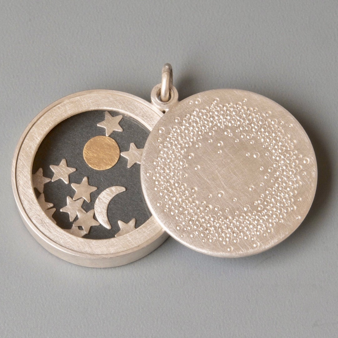 Unique Sterling Silver Locket With Sun Moon and Stars - Etsy