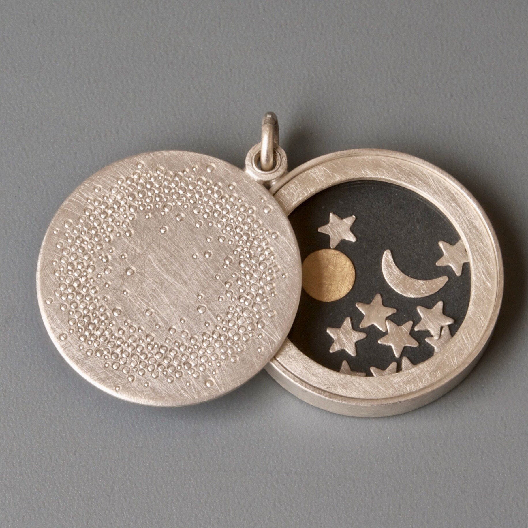 Unique Sterling Silver Locket With Sun Moon and Stars - Etsy