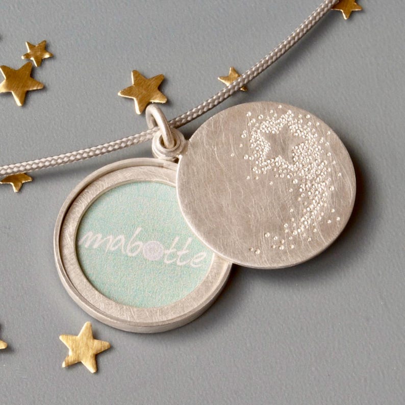 Unique Picture Locket With a Shooting Star in Sterling Silver - Etsy