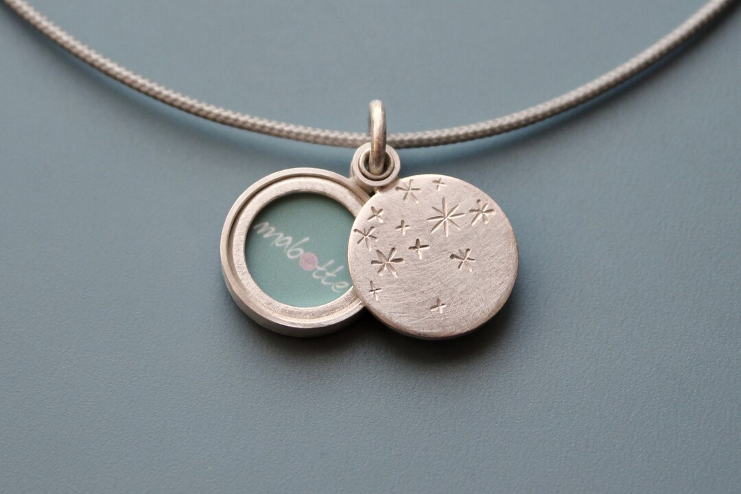 Small Locket With Starry Night Design in Sterling Silver - Etsy