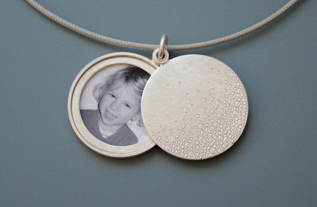 Modern Photo Locket Handmade Locket in Sterling Silver With Bubbles ...