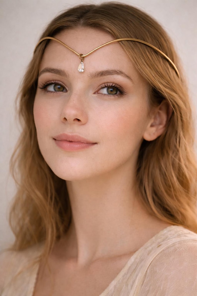 Elven Tiara Headpiece – Gold or Silver Crystal Drop Circlet - Etsy UK