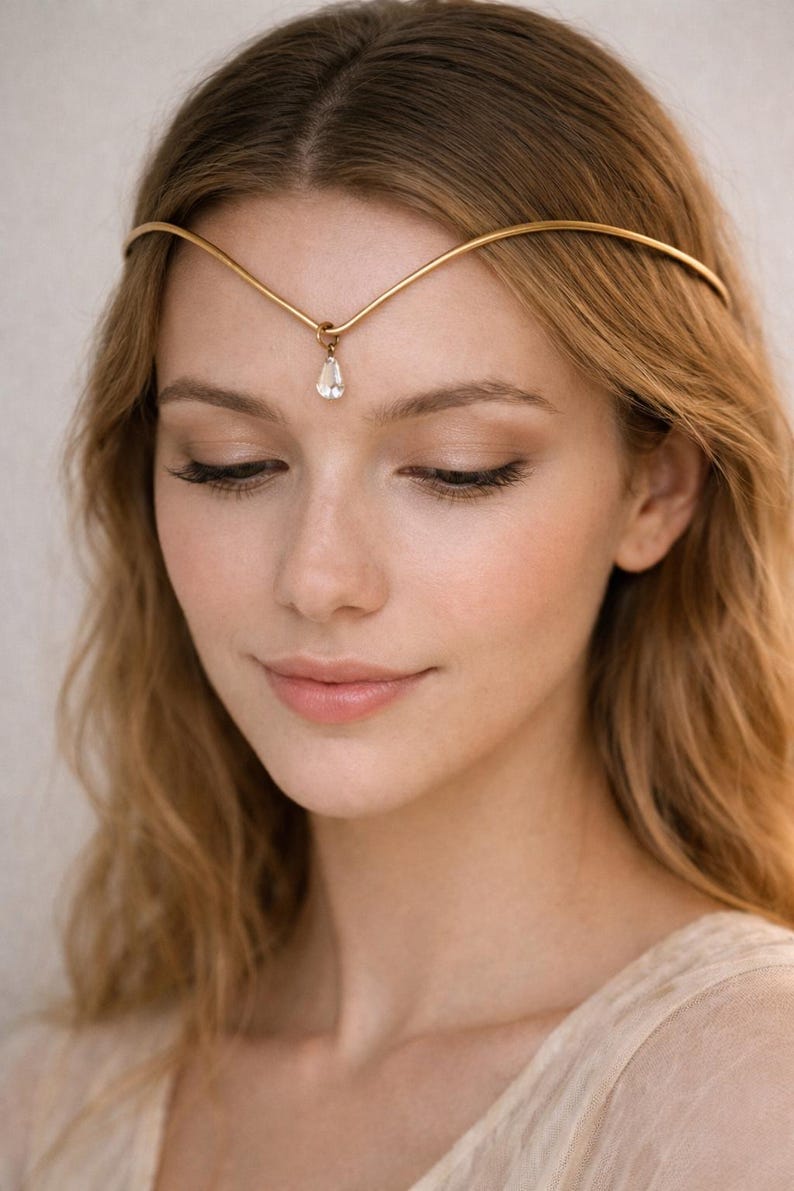 Elven Tiara Headpiece – Gold or Silver Crystal Drop Circlet - Etsy UK