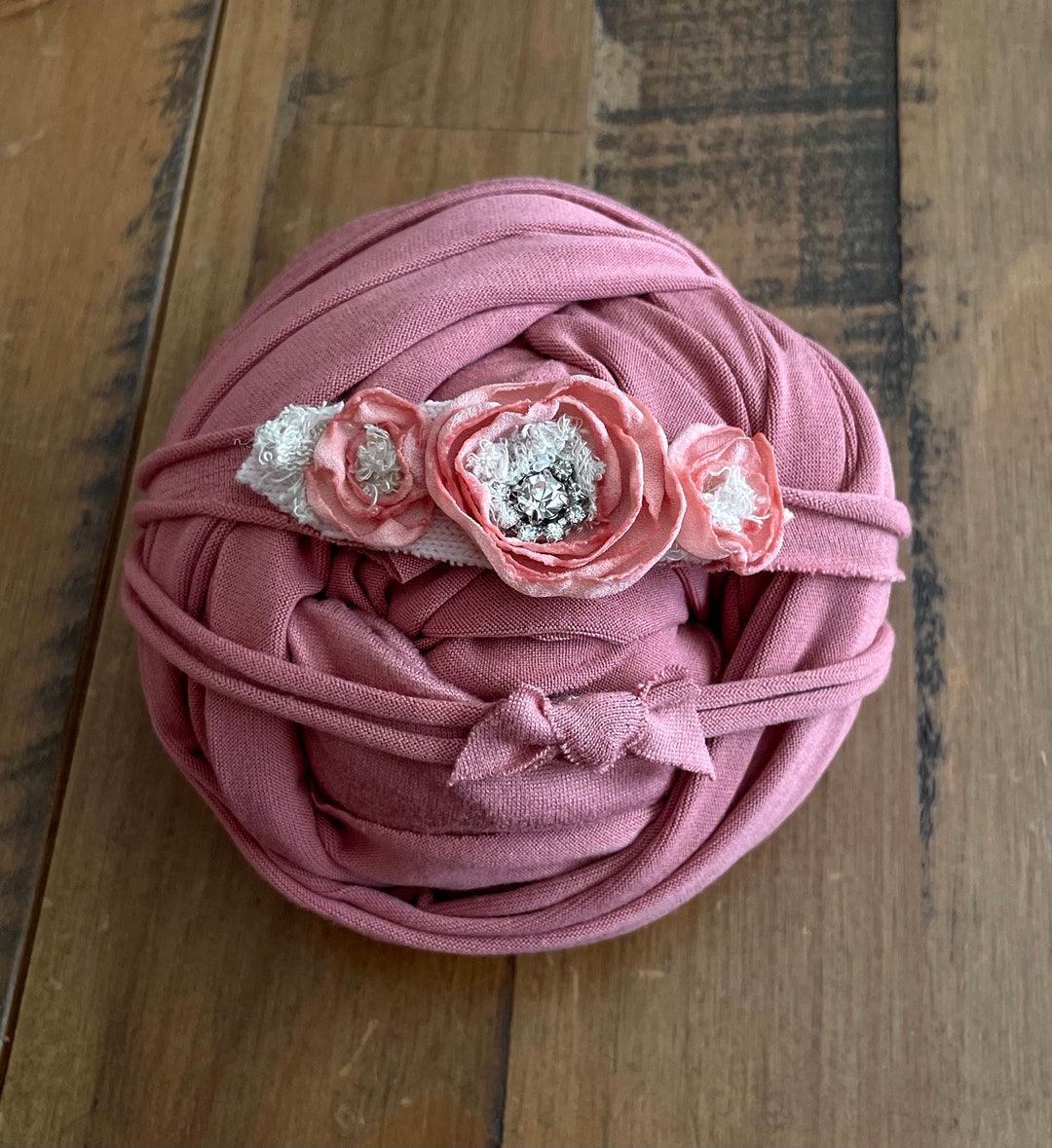 Pink Butter Wrap Stretch Tieback Set, Floral Band Newborn Wrap Tieback ...
