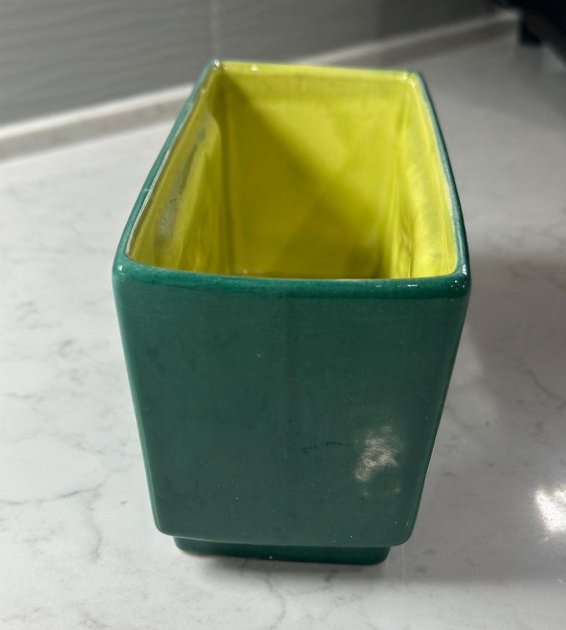 Vintage Red Wing Pottery Planter: Mid-century Modern Yellow & Green ...