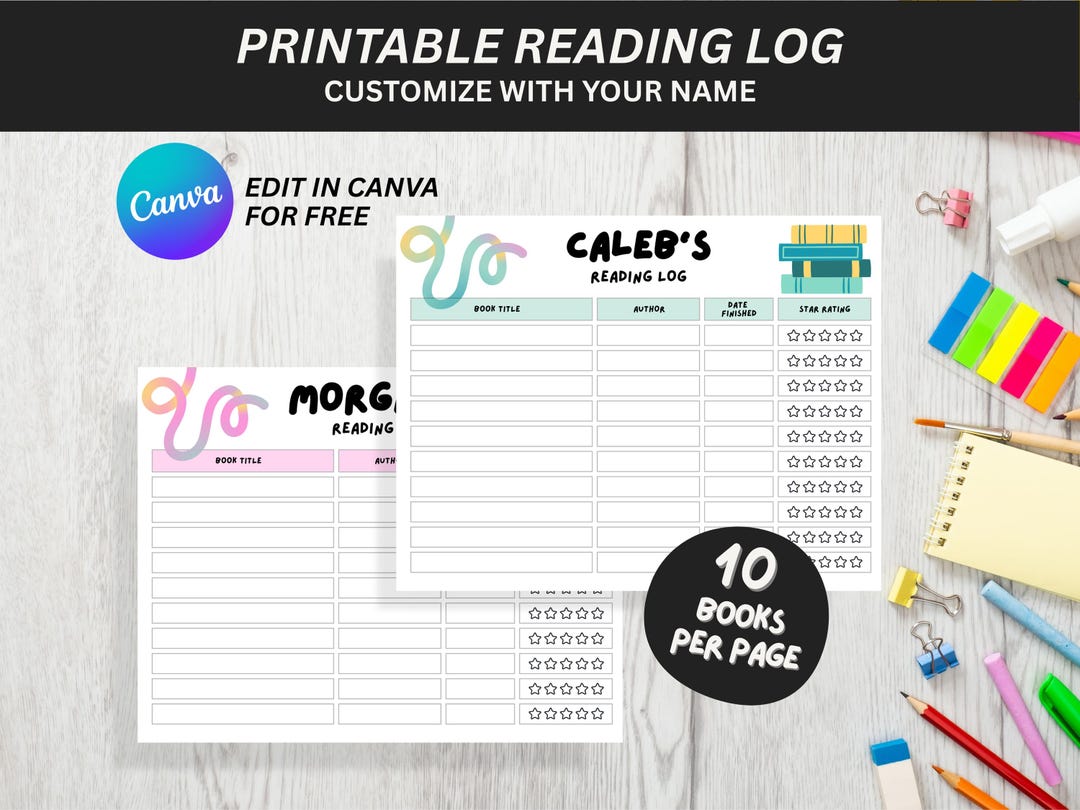 Editable Reading Log for Kids Printable | Book Tracker, Kids Book Log ...