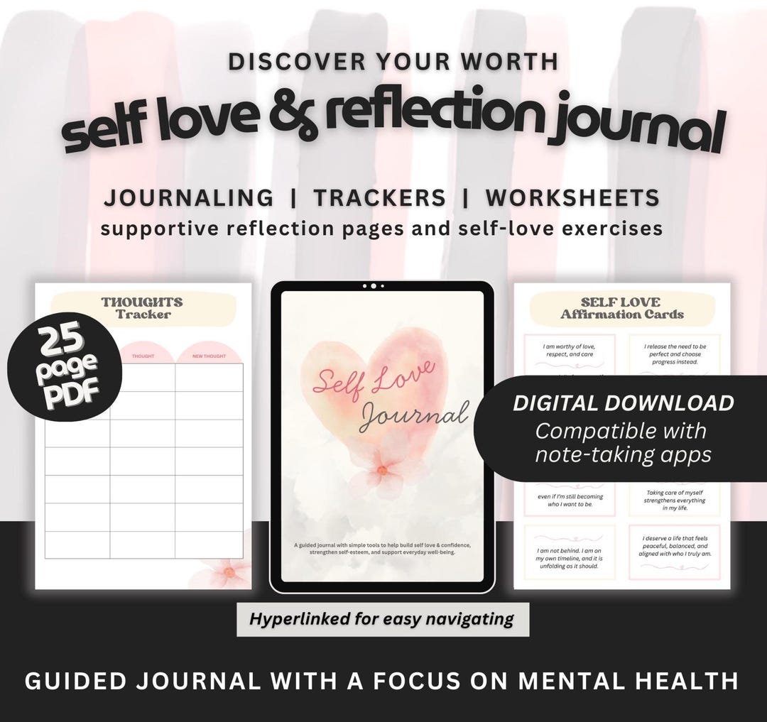 Self Love Journal | Mental Health Printable & Digital Planner | Daily ...