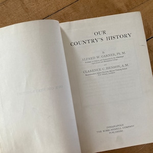 Rare Antique History Text Book - Our Country's History by Alfred W ...