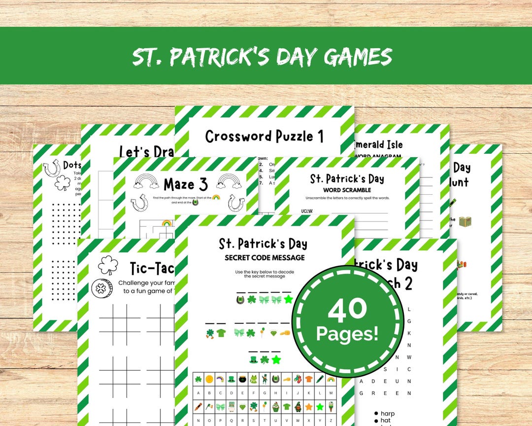 St. Patrick's Day Game, Scavenger Hunt, Maze, Word Search, Crossword ...