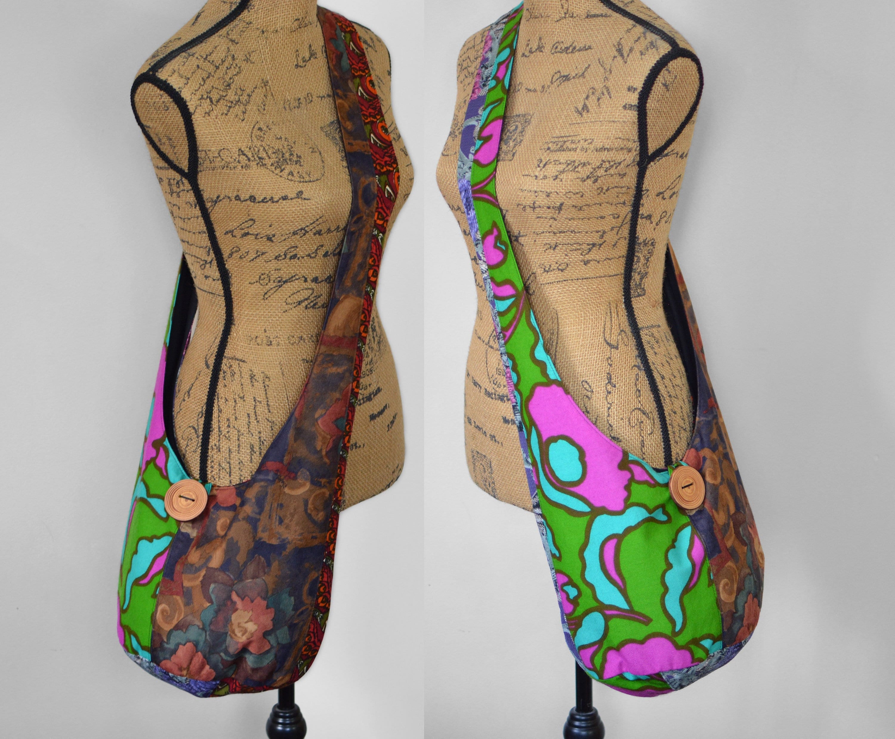 Patchwork Hobo Bag Vintage Fabric Boho Bag Crossbody Bag - Etsy