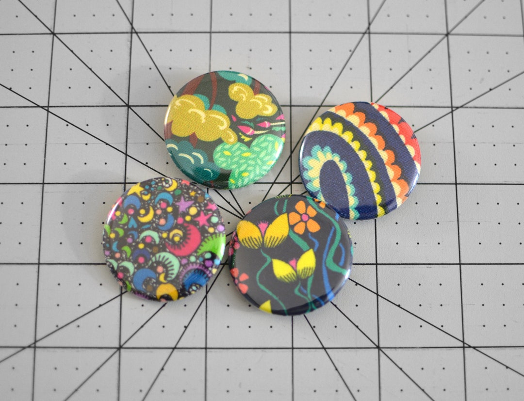 Pinback Button 4 Pack 1.5 Inch (38mm) Fabric Button Pin Badge for Bags ...